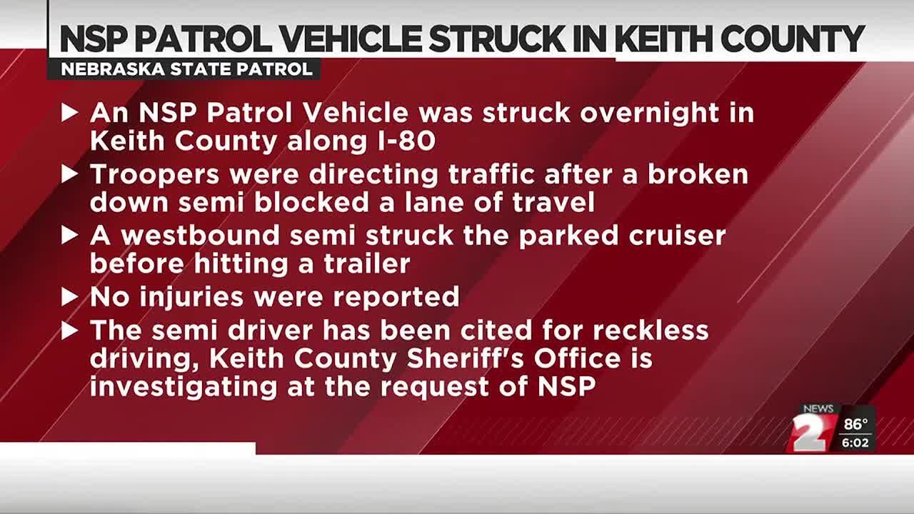 Nebraska state trooper’s patrol vehicle struck while directing traffic ...