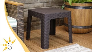 Sunnydaze 18" Plastic Square Patio Side Table - Brown - RBW-051