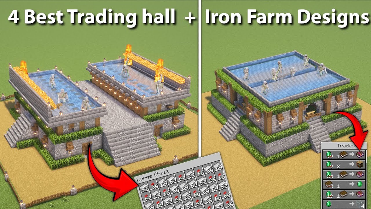 ULTIMATE Trading Hall & Iron Farm Series in Minecraft 🔥| Java & Bedrock ...