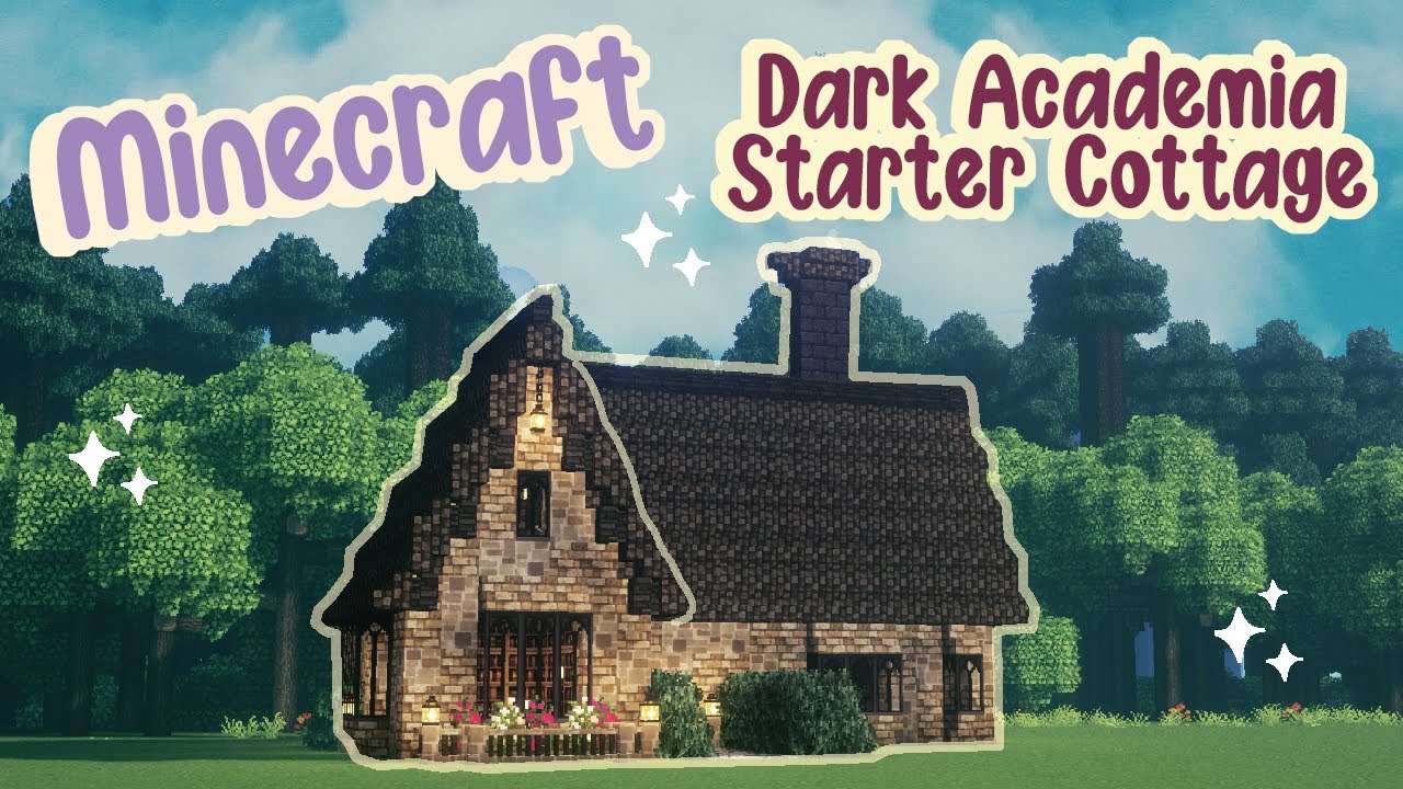Tutorial Dark Academia Minecraft Starter House 📚🌲 Mizunos Cottage Fairy ...