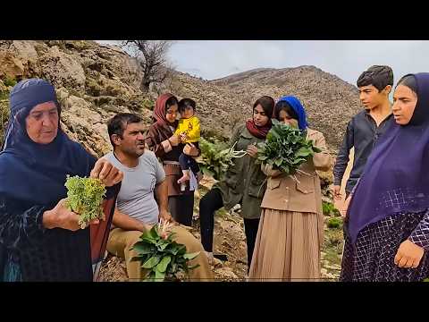 Dangerous rock climbing of nomads through the heights
