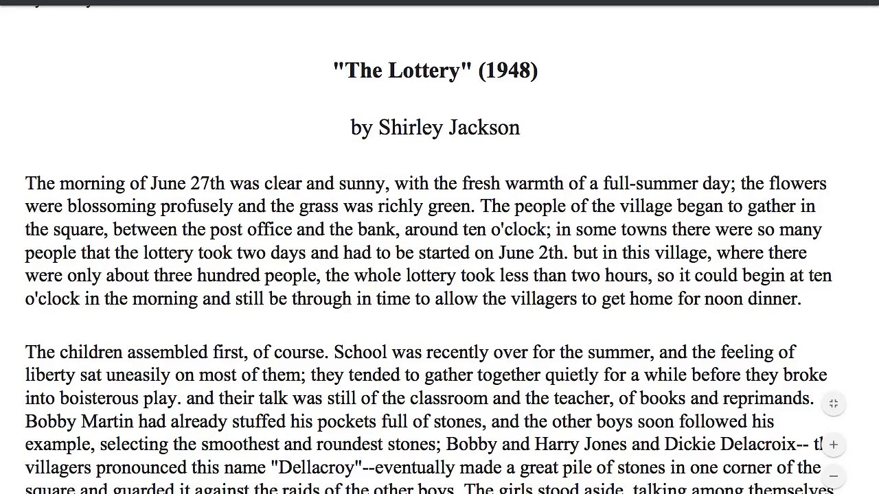"The Lottery" Paragraph 1 - YouTube