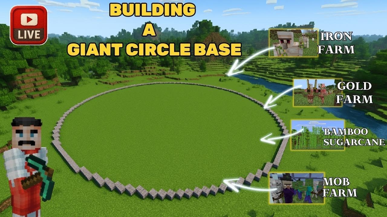 Minecraft 8 Chunk Circle Base Build | Live Stream - YouTube