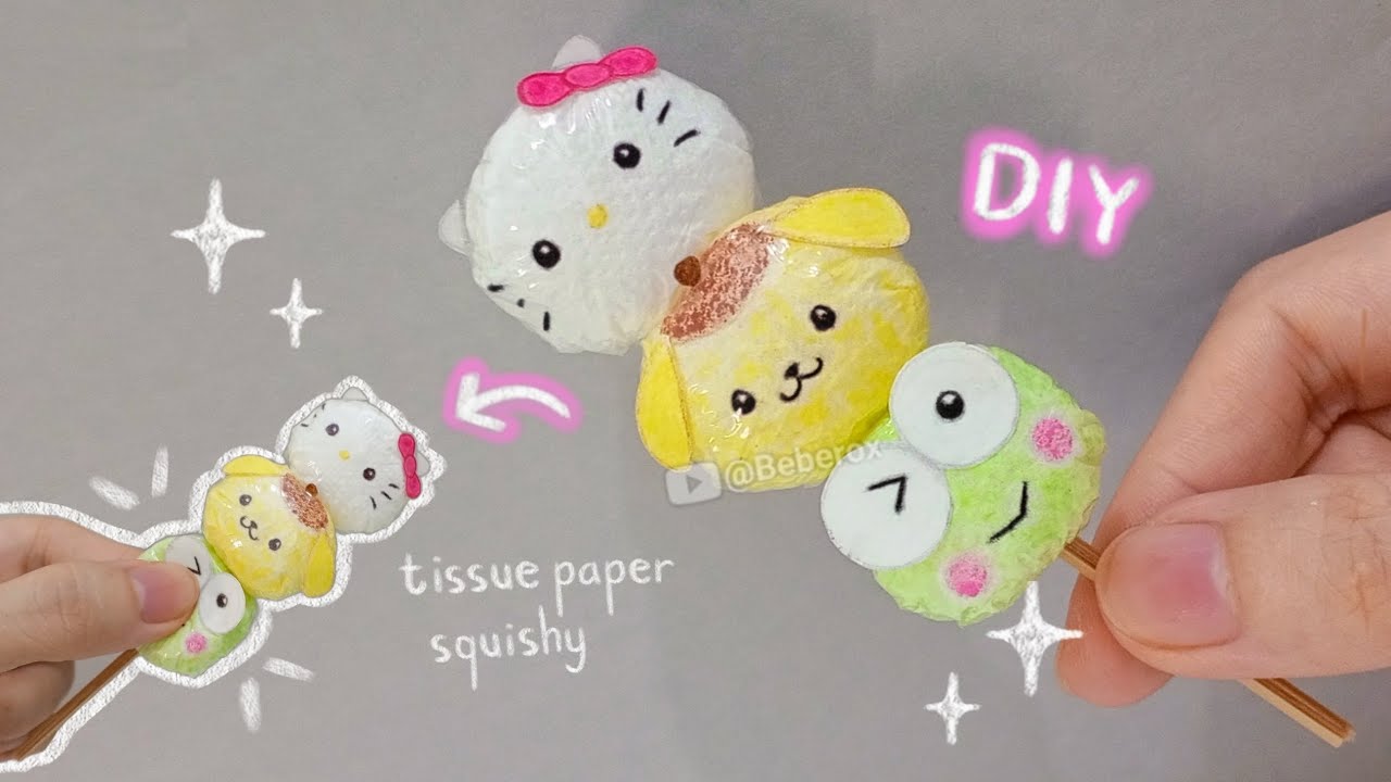 Tissue Paper DIY Squishy 💖 Sanrio Mochi 🍡 | ASMR | Tutorial - YouTube