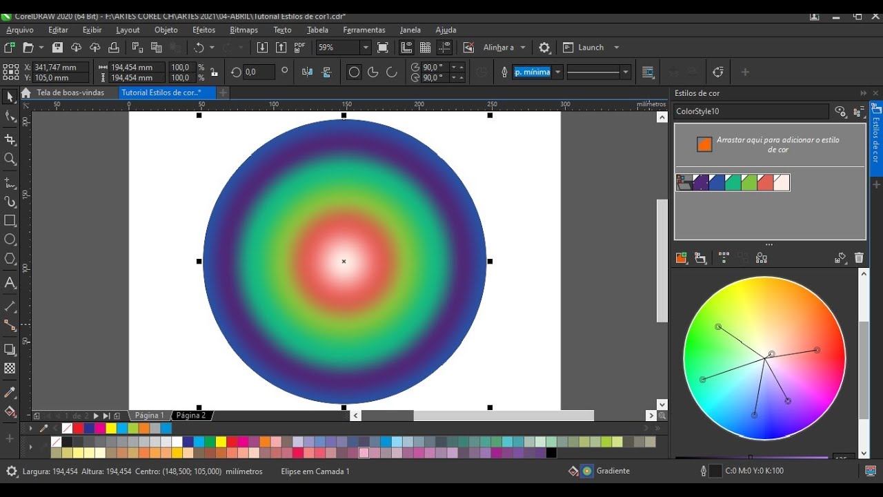 CorelDRAW 2020 Como usar Estilos de Cor e Harmonização de Cores - YouTube