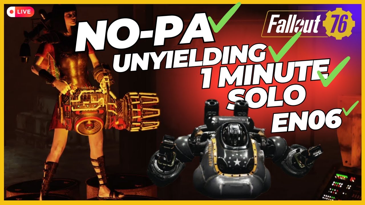 Bloodied Unyielding 1 Min Solo BOT BOSS Build Live! | Fallout 76 LIVE ...