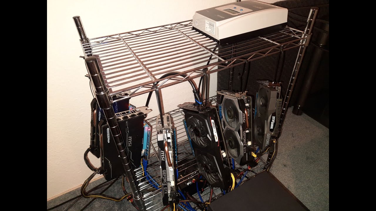 Solar Mining Rig mit Insel-Solaranlage (max. ca. 800 Watt). Details ...