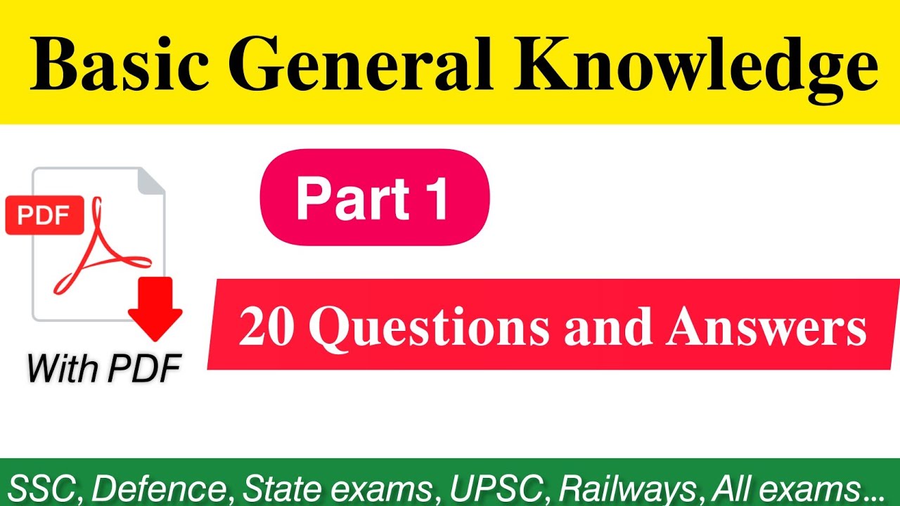 Basic General knowledge | 20 GK Questions and Answers | Part 1 | - YouTube