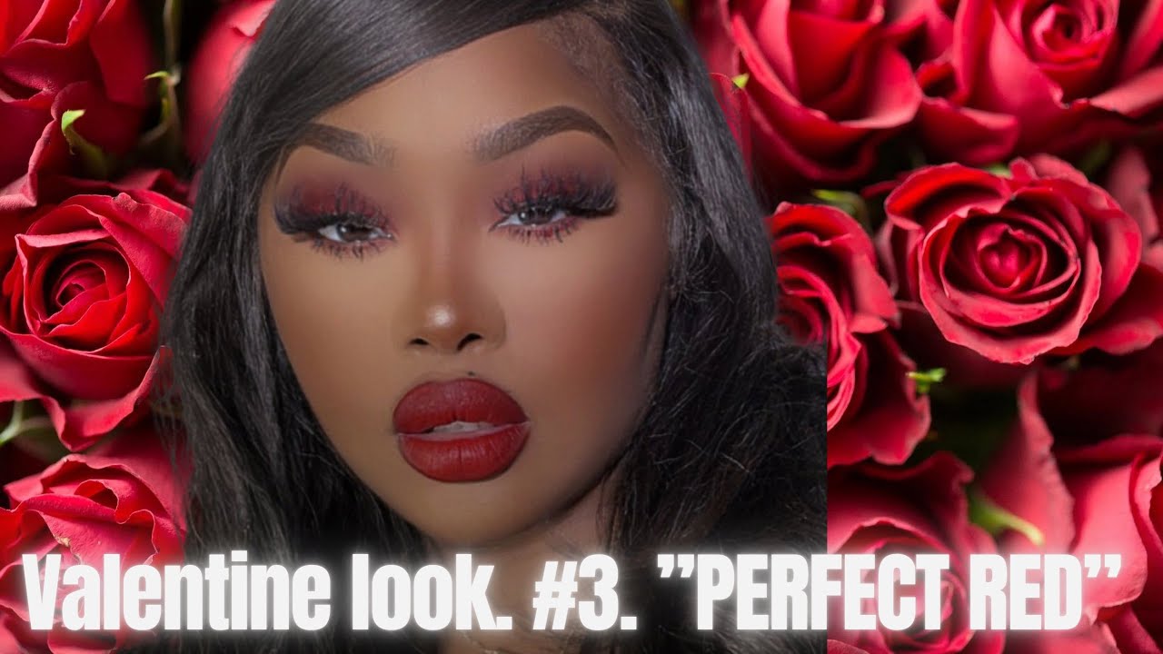 ALL RED MAKEUP/ RED LIPS AND EYESHADOW/ VALENTINES DAY LOOK #3 - YouTube