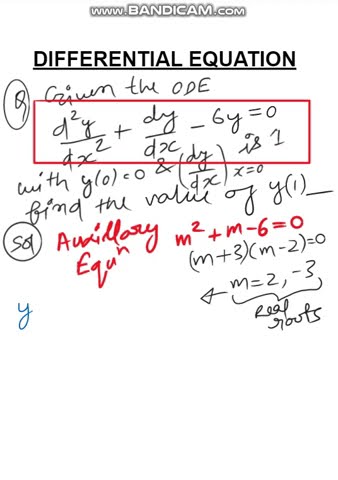 DIFFERENTIAL EQUATION || 2nd order Diff. Equn. & real roots ...