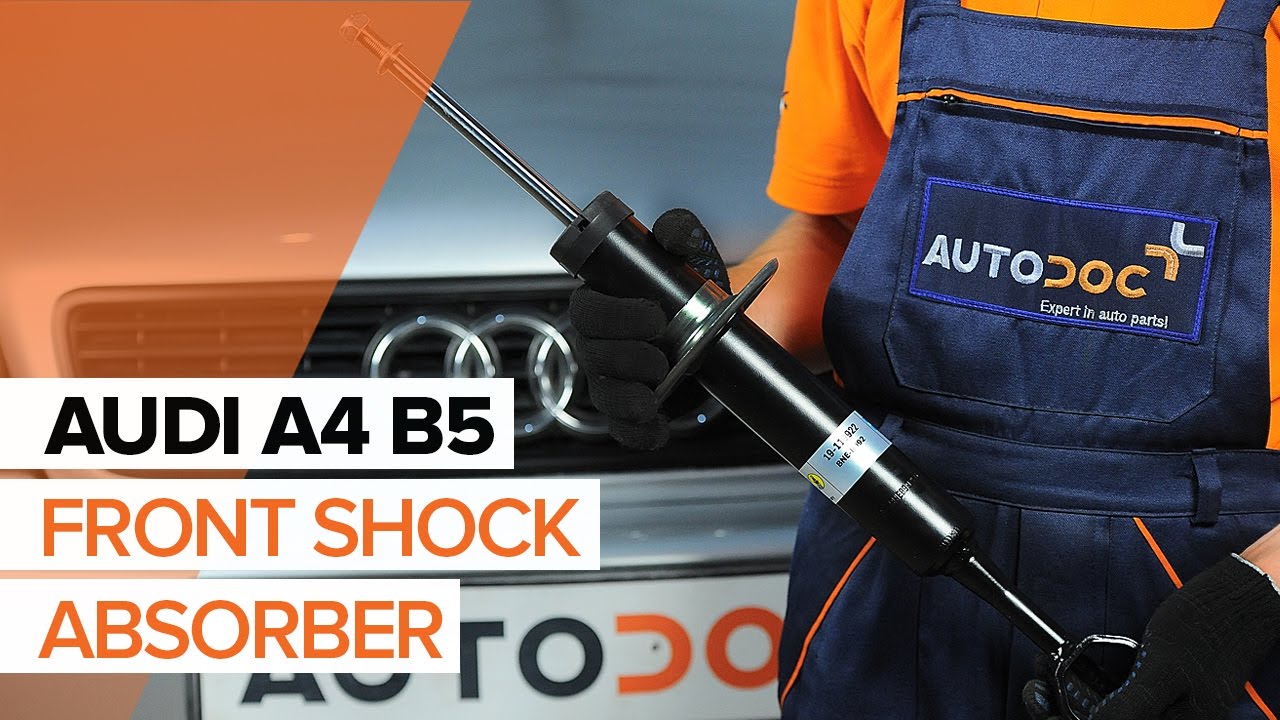 DIY How to change front shock absorbers on AUDI A4 B5 | AUTODOC - YouTube