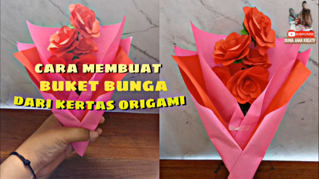 Cara Mudah Membuat Buket Bunga dari Kertas Origami I DIY Paper Flower ...