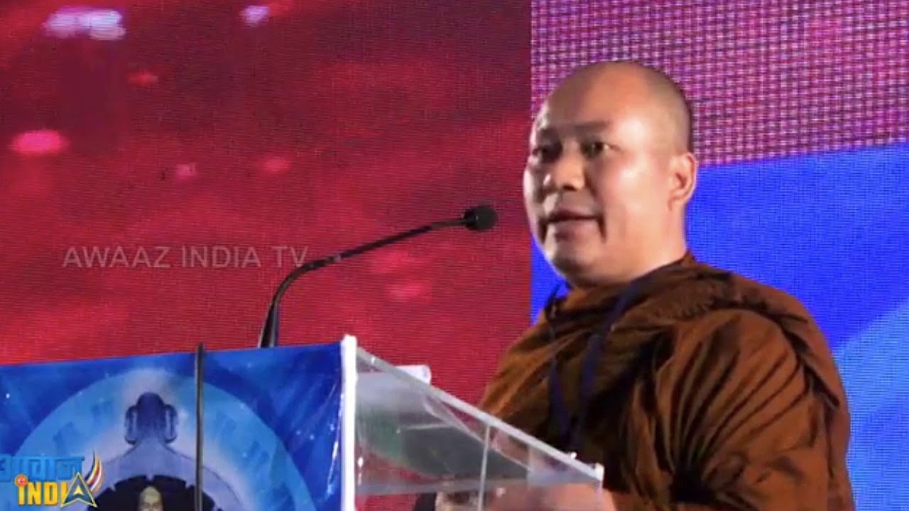 Venerable Dr. Devinda, SSBU, at Global Buddhist Congregation 2019. Credit AWAAZ INDIA TV live ...