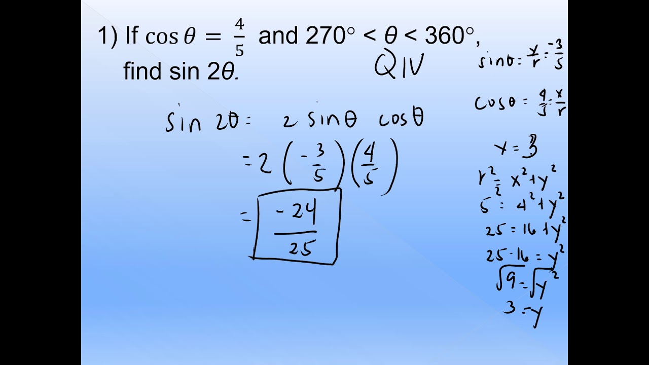 TRIGONOMETRIC IDENTITIES DOUBLE ANGLE FORMULA - YouTube