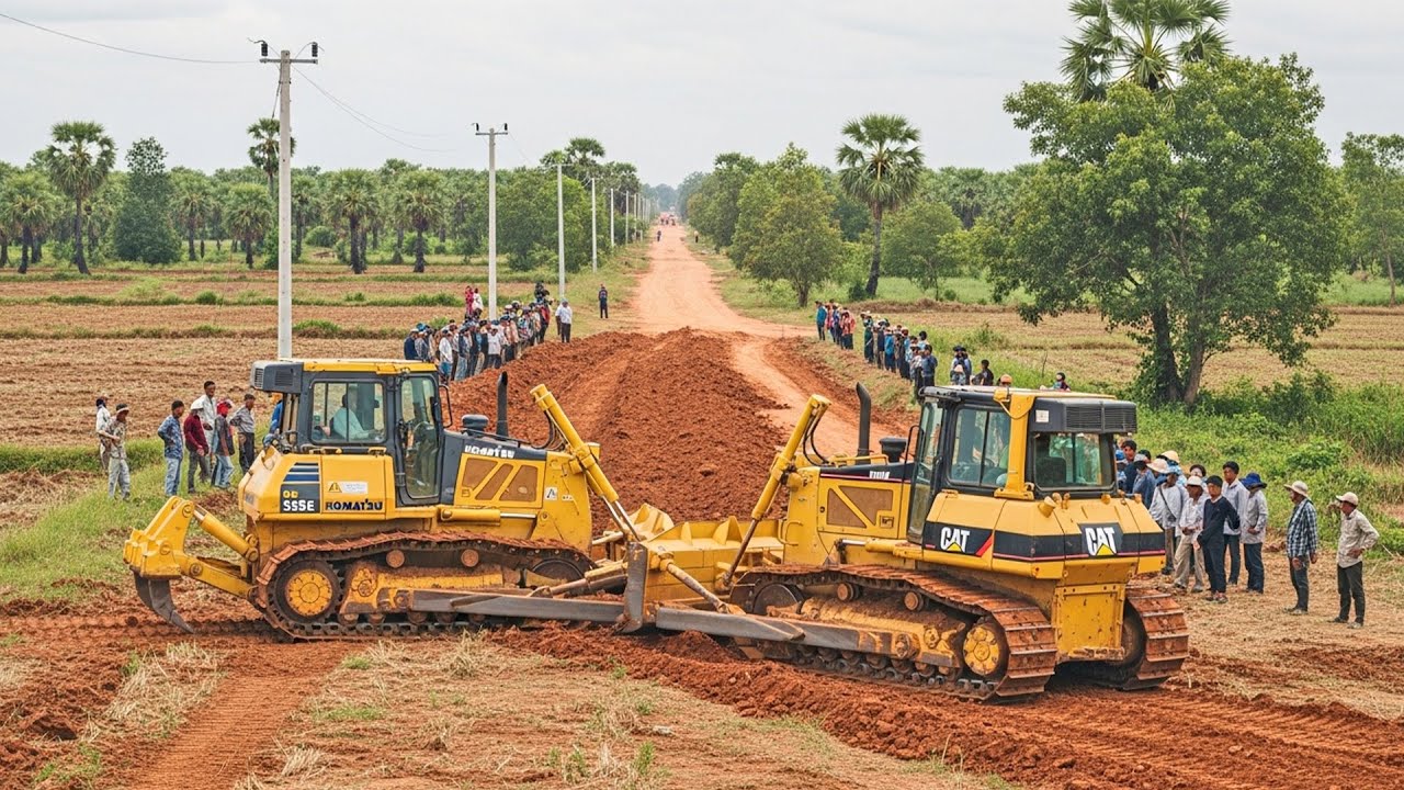 Pushing Together: Bulldozers Shape the Future of Farmland - YouTube