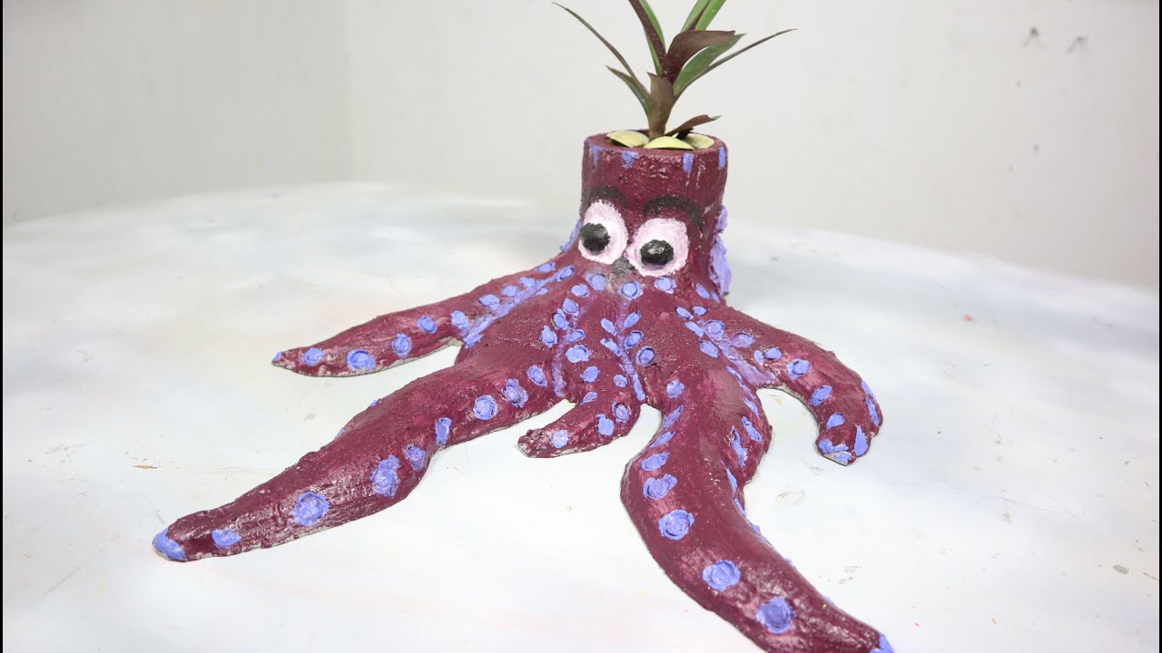 How to make Octopus Shaped Cement Pot Easily At Home - Vaso De Cimento ...
