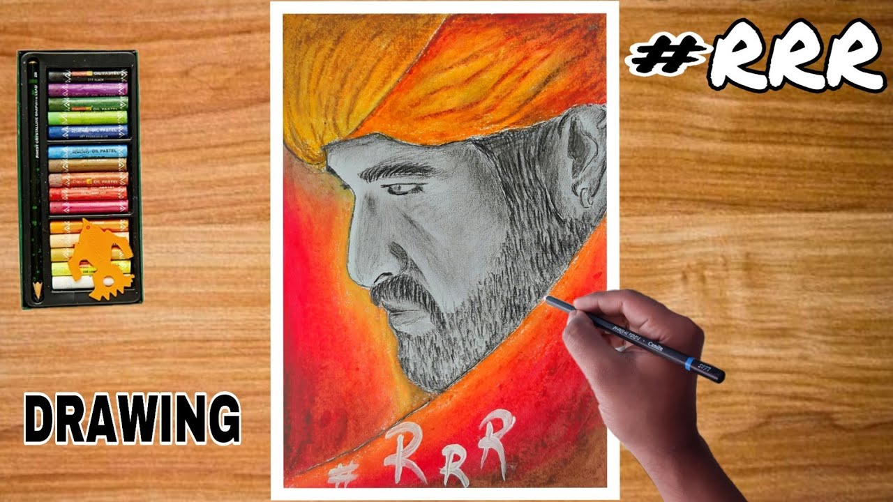 RRR movie poster drawing | RRR movie ntr drawing | how to draw face NTR ...