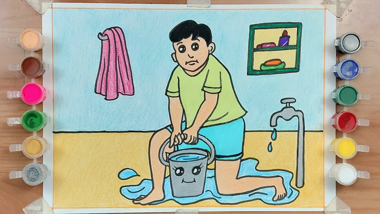 Boy Bathing, Drawing and Coloring for kids, toddler | Boy Bathing 🛁 👦 ...
