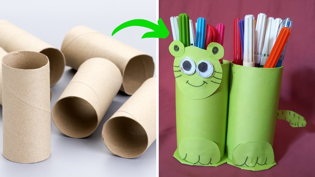 Pencil Holder Drawing Reuse Idea Easy || Pencil Vase Reuse Idea Easy ...