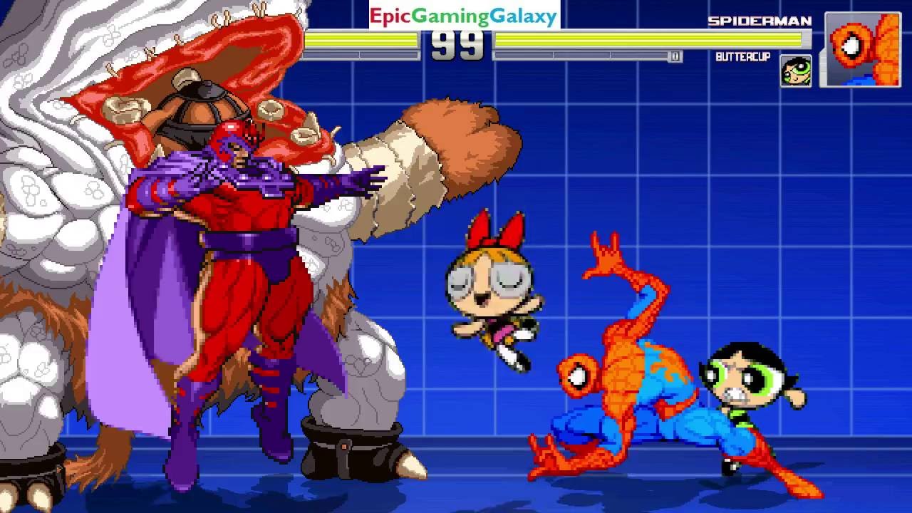 Spider-Man And Buttercup The Powerpuff Girl VS Magento & Leopaldon In A ...