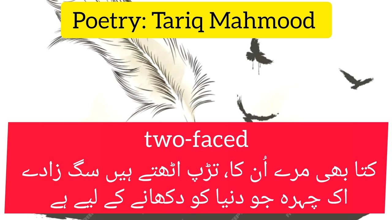Poetry on two-faced people, Poet: Tariq Mahmood - YouTube