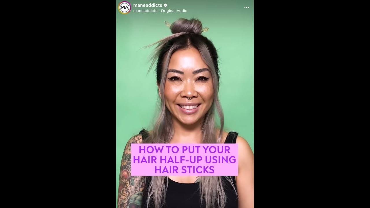 How To Put Your Hair Half-Up Using Tidal Hair Sticks- by Mane Addicts ...