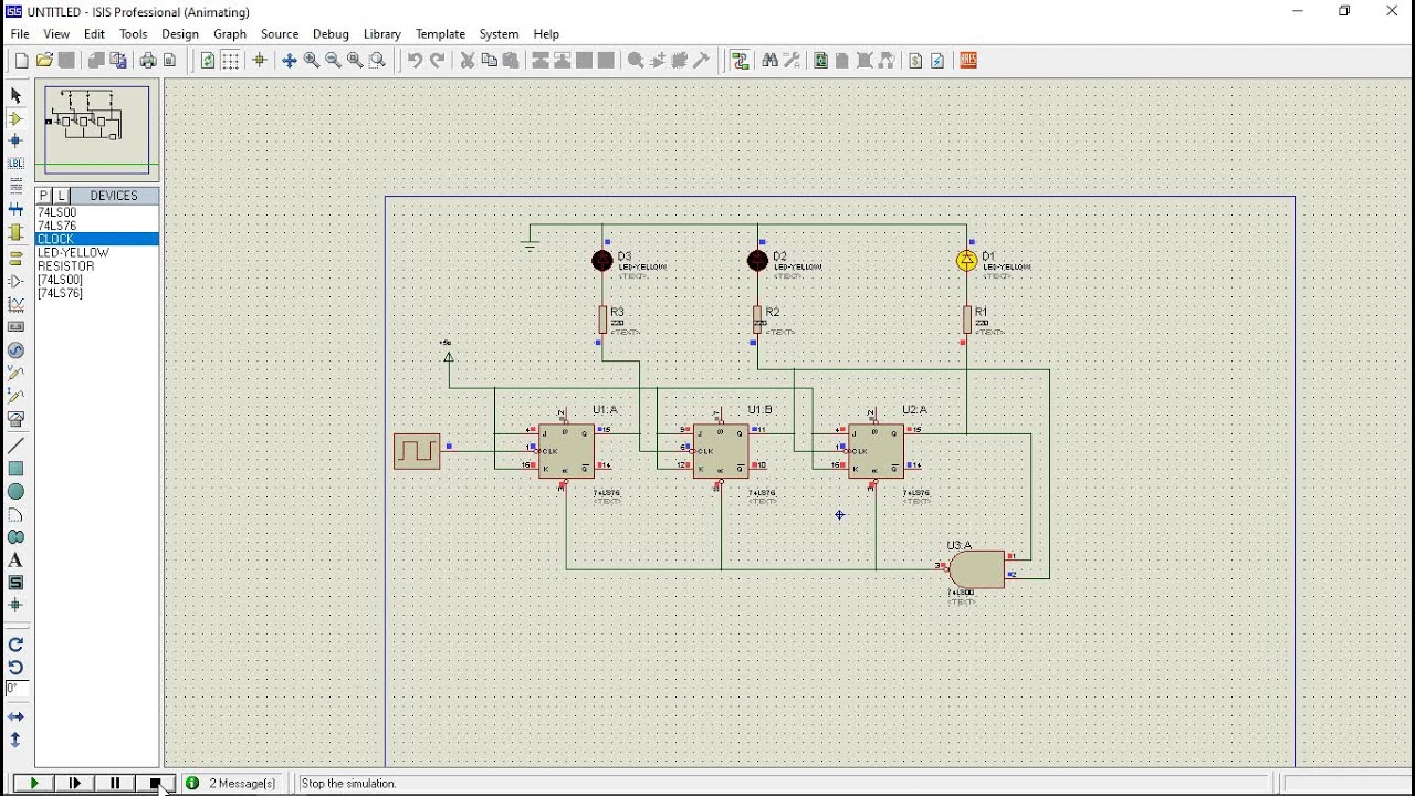 PROTEUS TUTORIAL - Simulasi Rangkaian MOD 6 ASINKRON COUNTER dengan JK ...