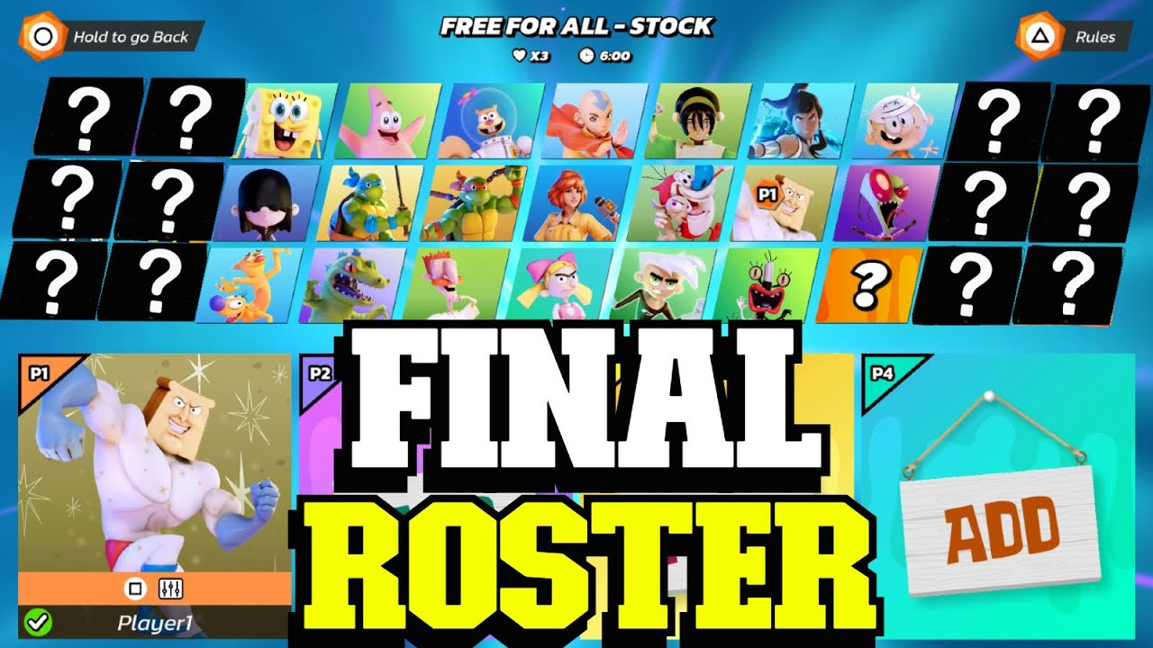 WAY TOO OPTIMISTIC ROSTER | Nickelodeon All Star Brawl - YouTube