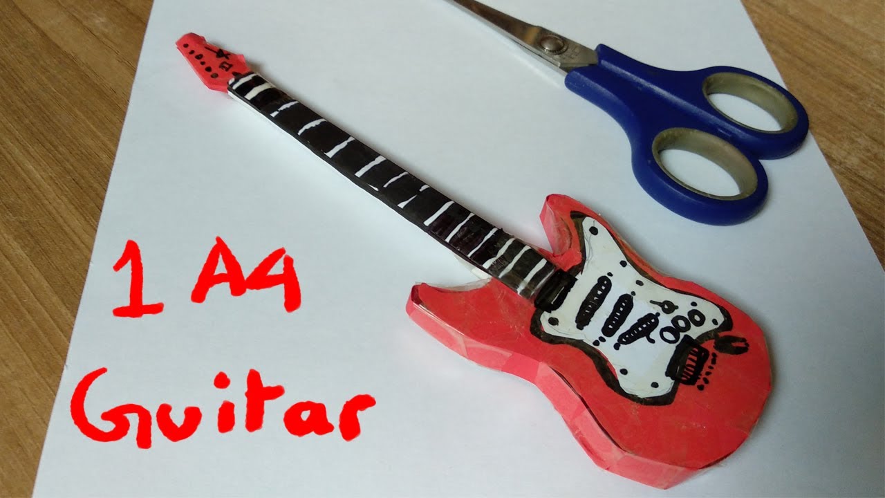 How to make a tiny paper Guitar - YouTube