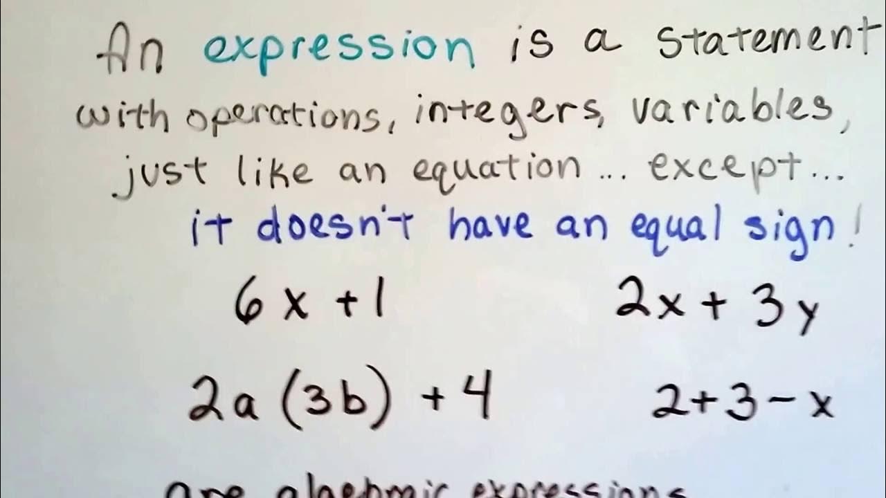 Get ready for Algebra #8, Equations vs expressions - YouTube