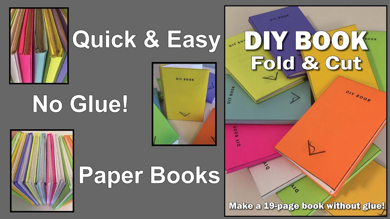 DIY Book - Make Your Own Paper Book Without Glue - 19 pages - YouTube