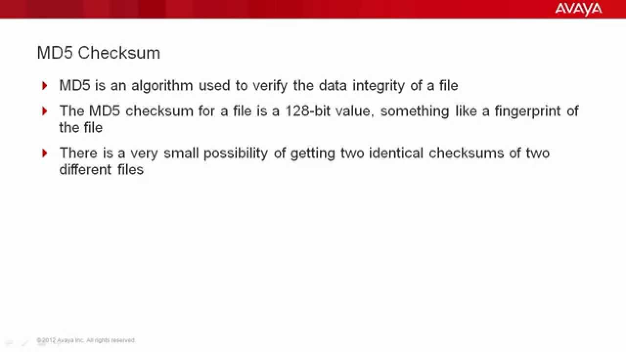 How To Use MD5 Checksum In Avaya Communication Manager YouTube How To Use MD5 Checksum In Avaya Communication Manager YouTube
