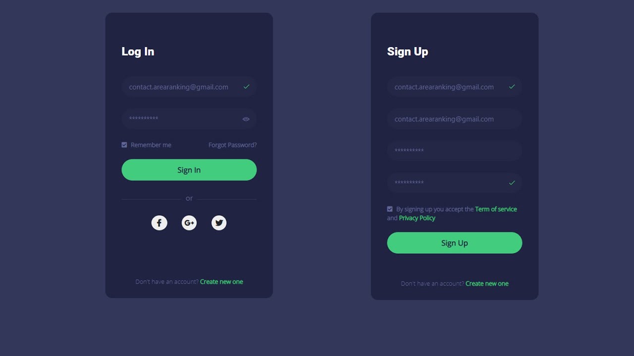 Beautiful Log in Sign up form with Html Css - Area Ranking - YouTube