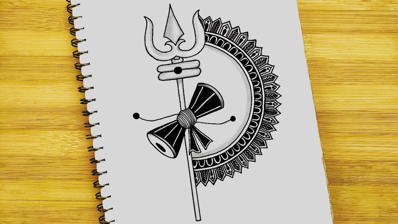 How To Draw Mandala Trishul ll Mahadev Drawing ll Traditional Drawing ...