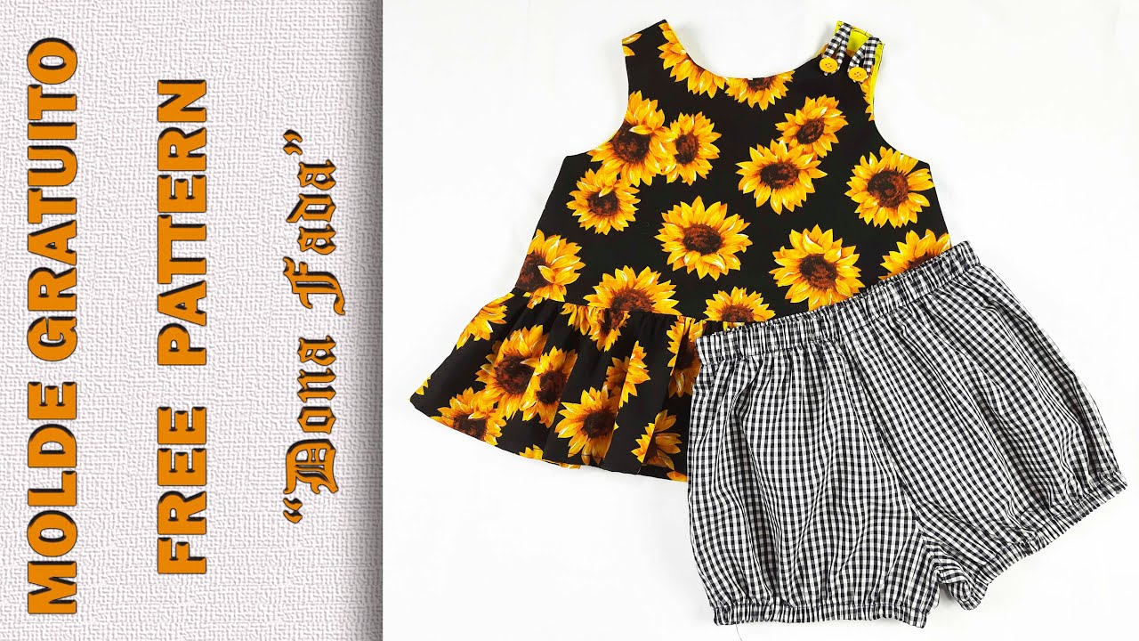 Conjunto Girassóis 6 meses a 3 anos - Molde Gratuito Dona Fada - YouTube