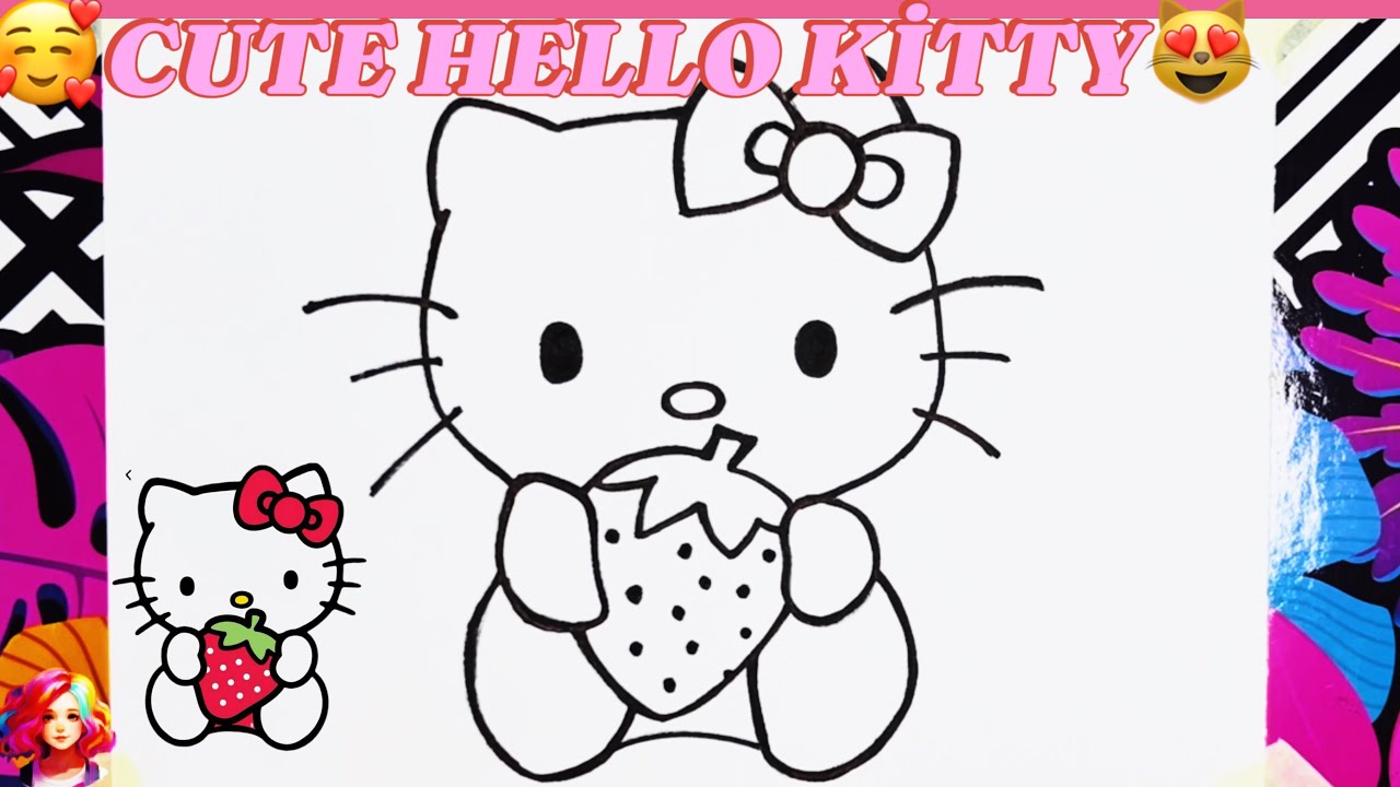 😍Cute Hello Kitty Drawing and painting 🤩/ How to draw step by step #43 ...