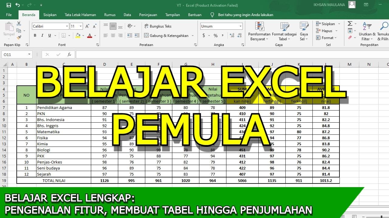 BELAJAR DASAR EXCEL PEMULA LENGKAP - YouTube