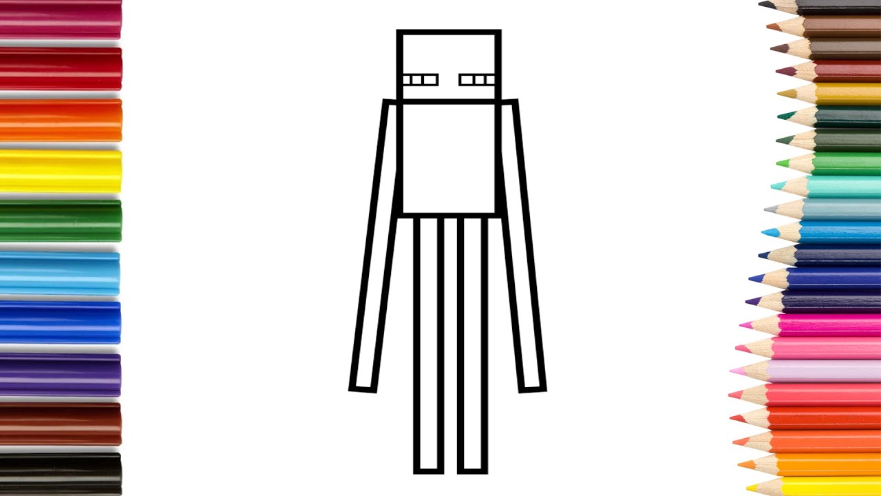 🟪 ⬛️🧱 HOW TO DRAW ENDERMAN MINECRAFT 🖌️🎨 LEARNING TO DRAW ENDERMAN ...
