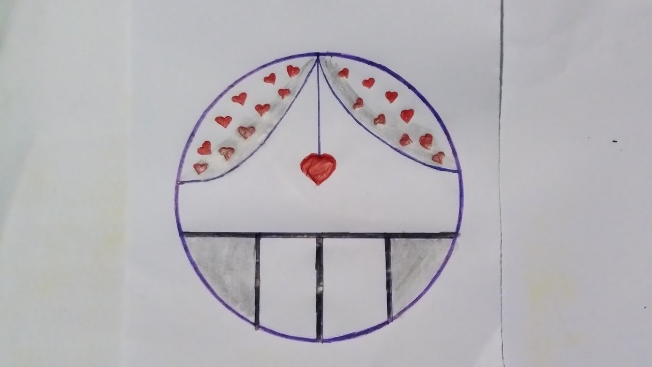 How To Draw A Love Scenery In Circle||Cute Love Drawing ||Pencil ...