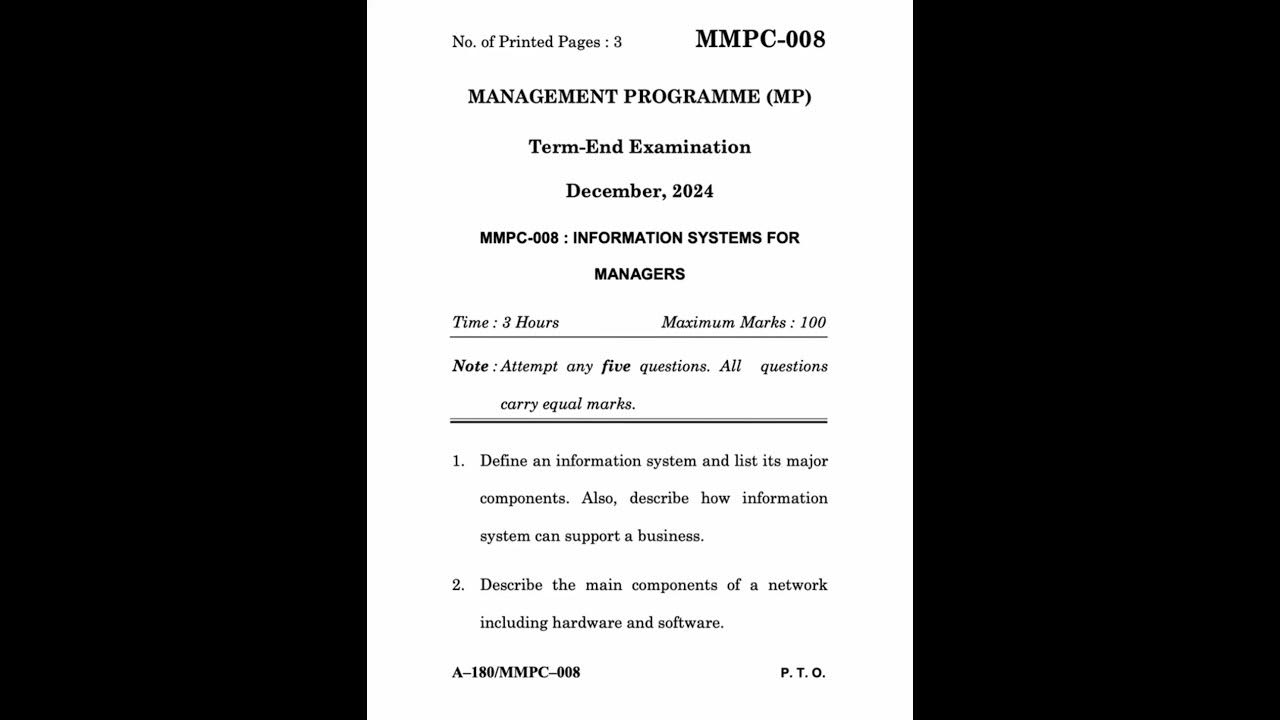 MMPC-008 Dec 2024 | IGNOU Previous Year Question Paper - YouTube