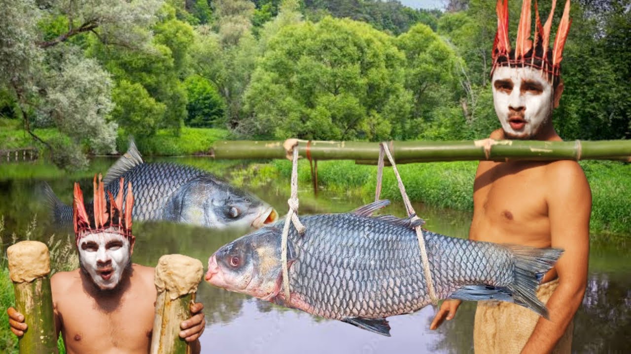 Primitive Survival Skills Cooking Fish in Bamboo | cooking fish recipe ...