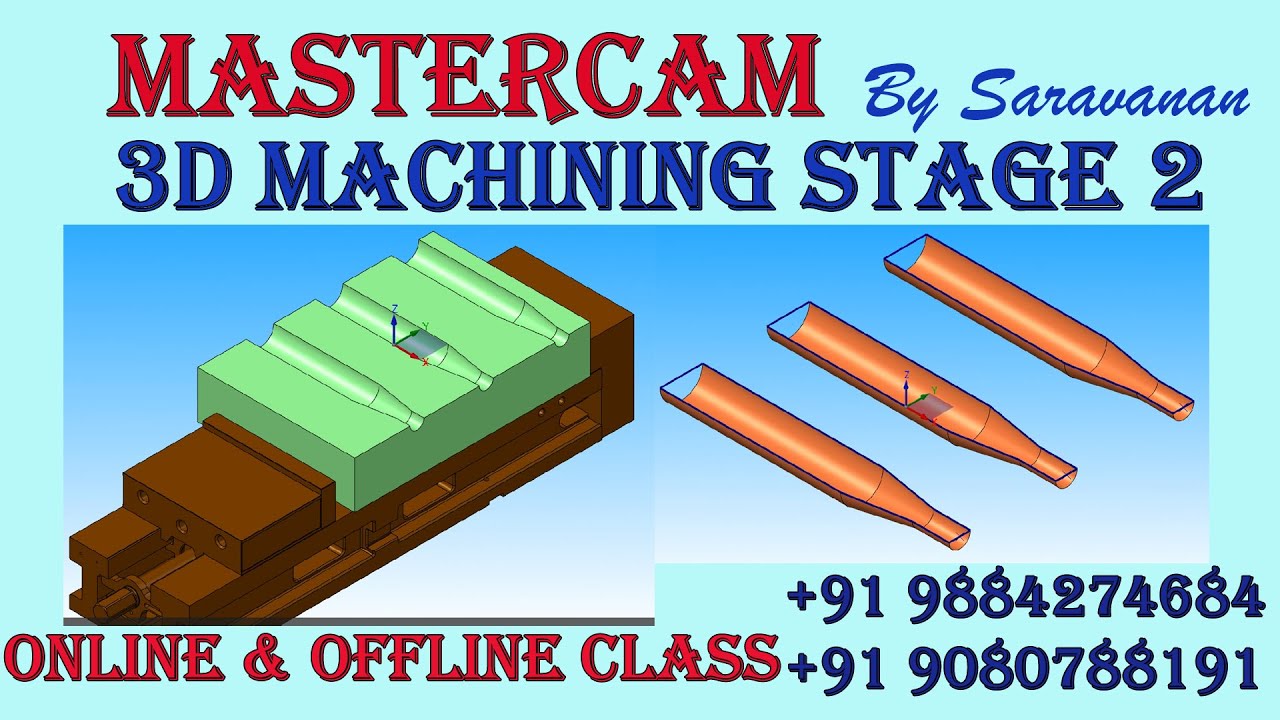 3D MACHINING MASTERCAM 3 CAVITY DIE STAGE 2 SEMI FINISH - MASTERCAM 3D ...