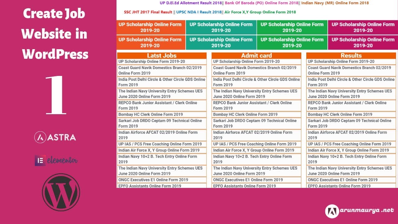 How to create Sarkari Result Job Website in wordpress step by step - Hindi Tutorial - YouTube