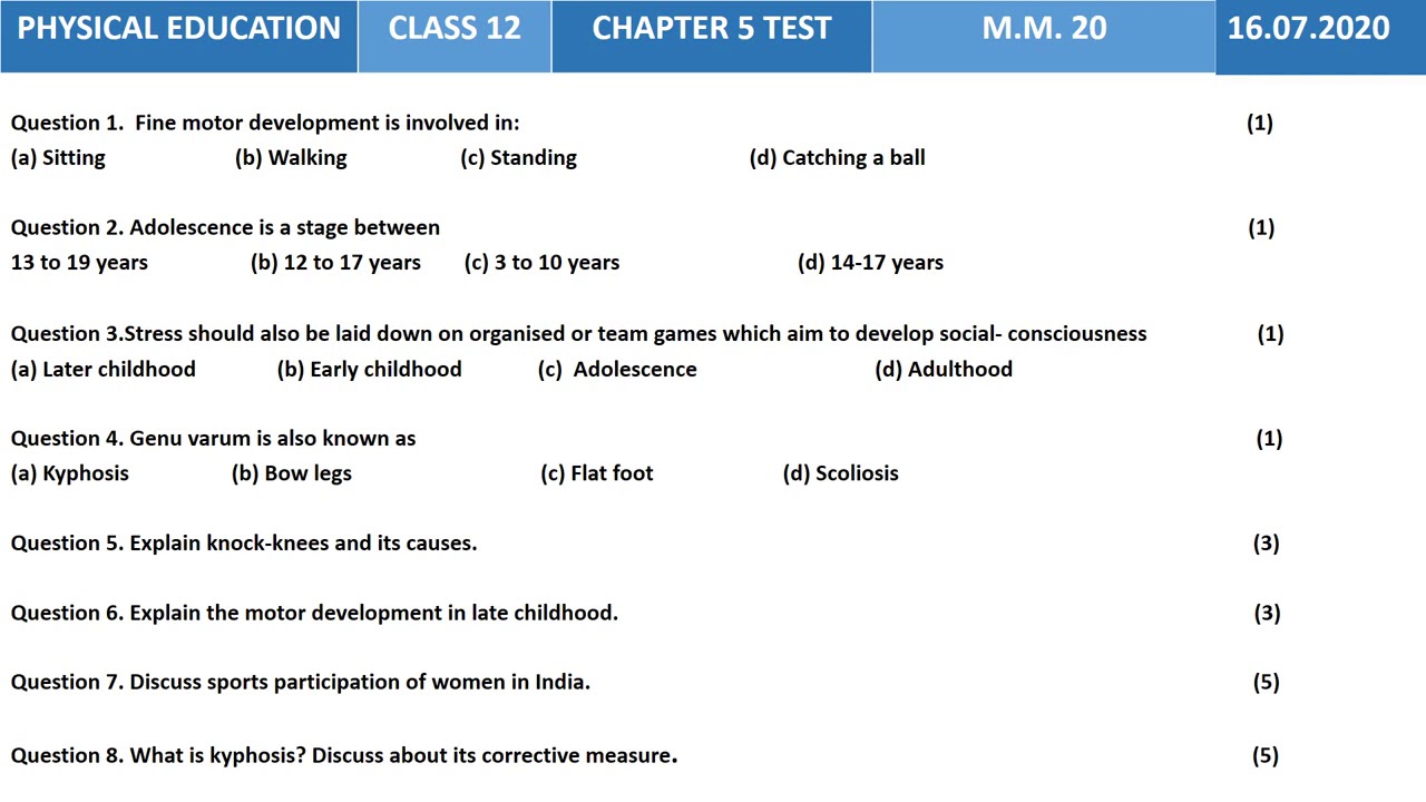CLASS - 12, DAY -71, PHYSICAL EDUCATION, CHAPTER - 5 CHILDREN AND WOMEN ...
