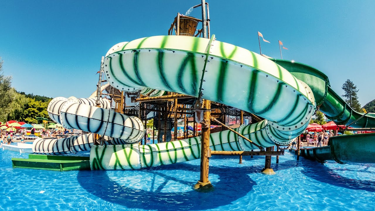 Aqua Jungle Water Slides at Aqualuna Terme Olimia - YouTube
