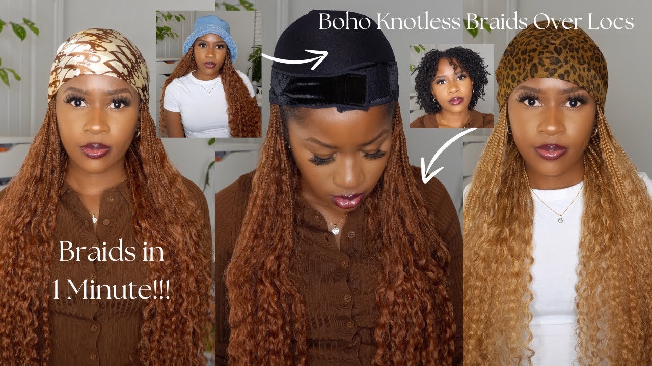 How to Get Instant Boho KNOTLESS Braids! No Braiding At All! ‪Blonde ...
