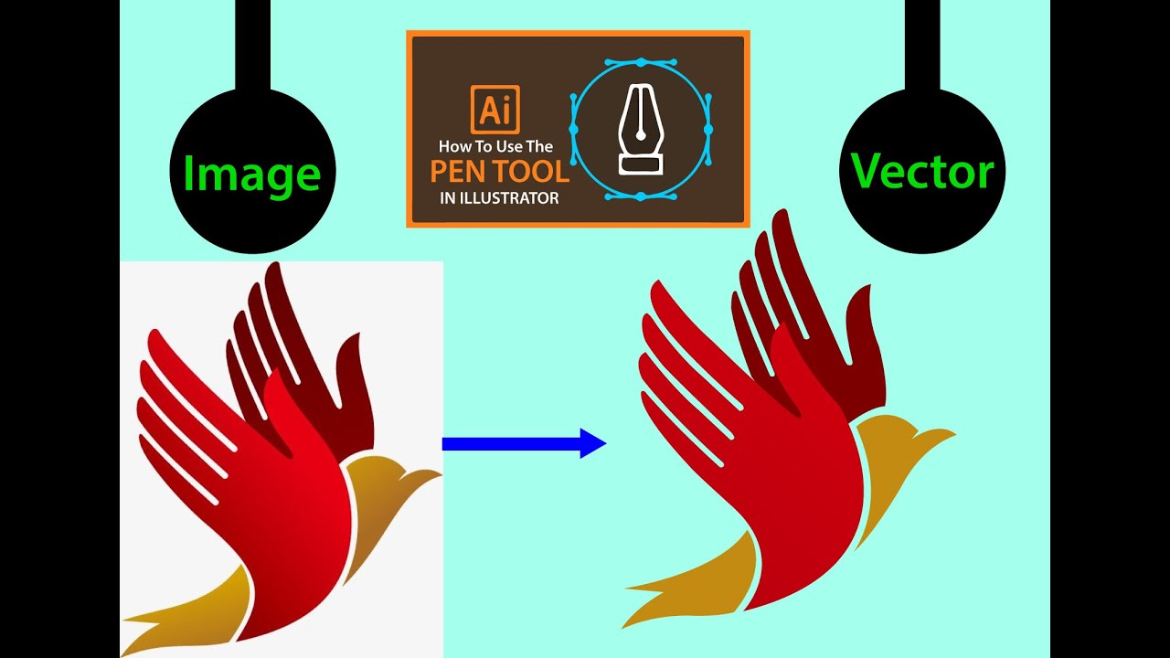 How to make an editable Image to Vector logo/ Illustrator tutorial Pen ...