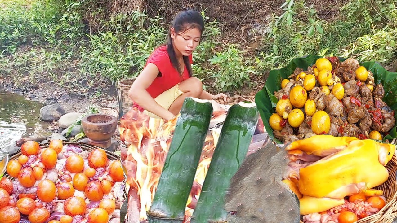 adventure and cooking Chicken egg, liver and stomach for survival food ...
