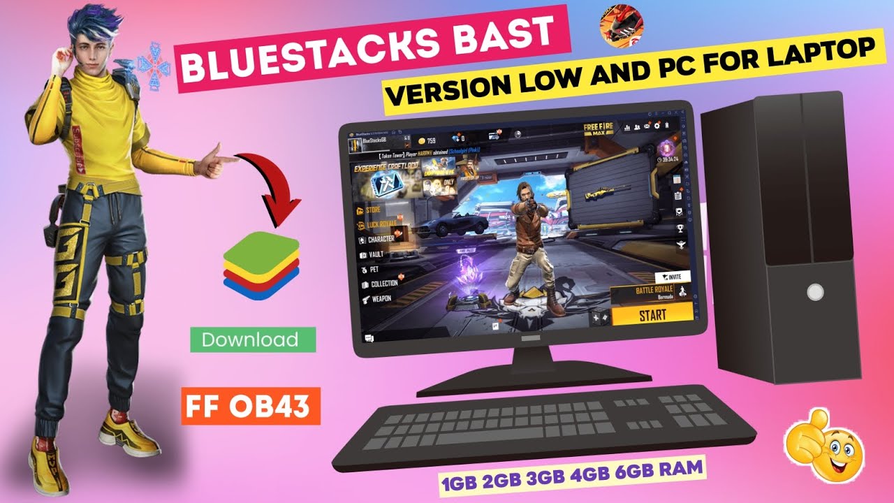 Low And Pc BlueStacks Bast Version Download Free Fire OB43 Bast ...