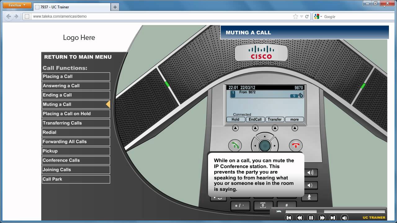 Cisco Unified IP Phone: 7937 - Muting a Call - YouTube